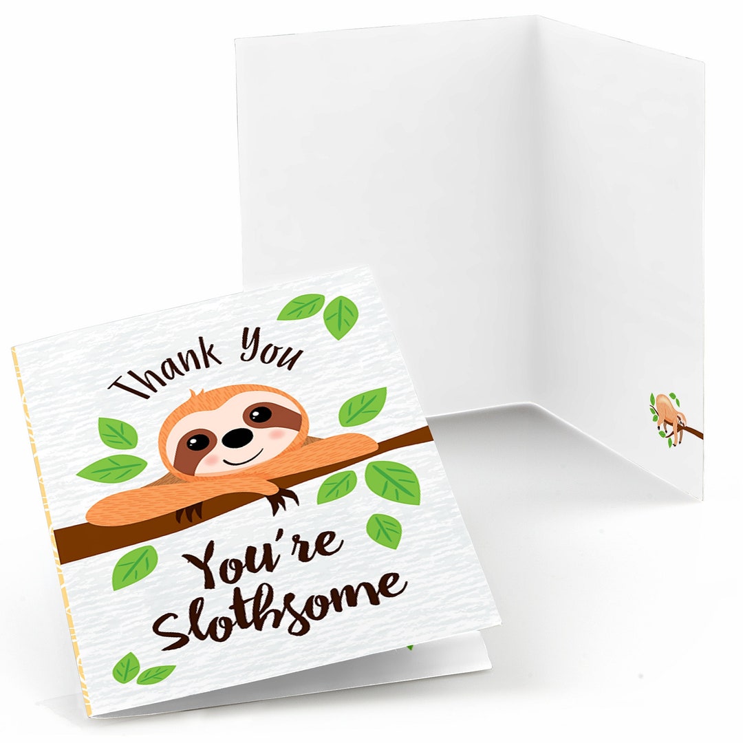 Let's Hang - Sloth - Thank You Cards - Sloth Baby Shower or Birthday ...