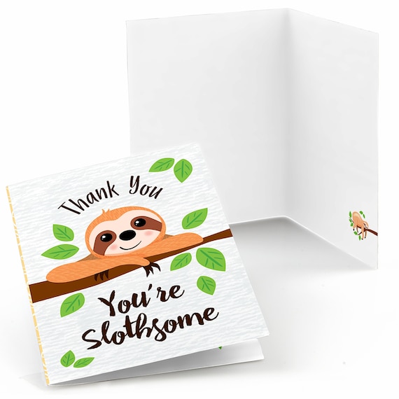 Let's Hang - Sloth - Thank You Cards - Sloth Baby Shower or Birthday ...