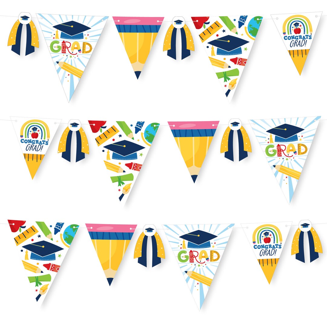 Elementary Grad - DIY Kids Graduation Party Pennant Garland Decoration ...