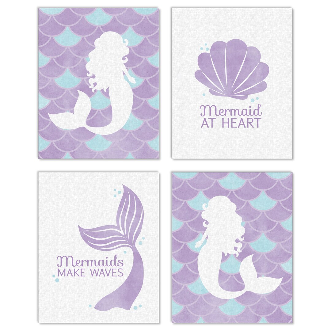 Let’s Be Mermaids - Unframed Purple and Teal Mermaid Tail Nursery and ...