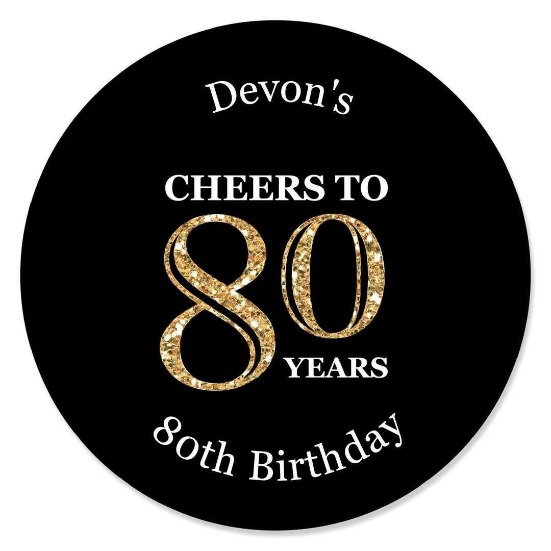 Custom Adult 80th Birthday Gold Personalized Birthday Party Circle