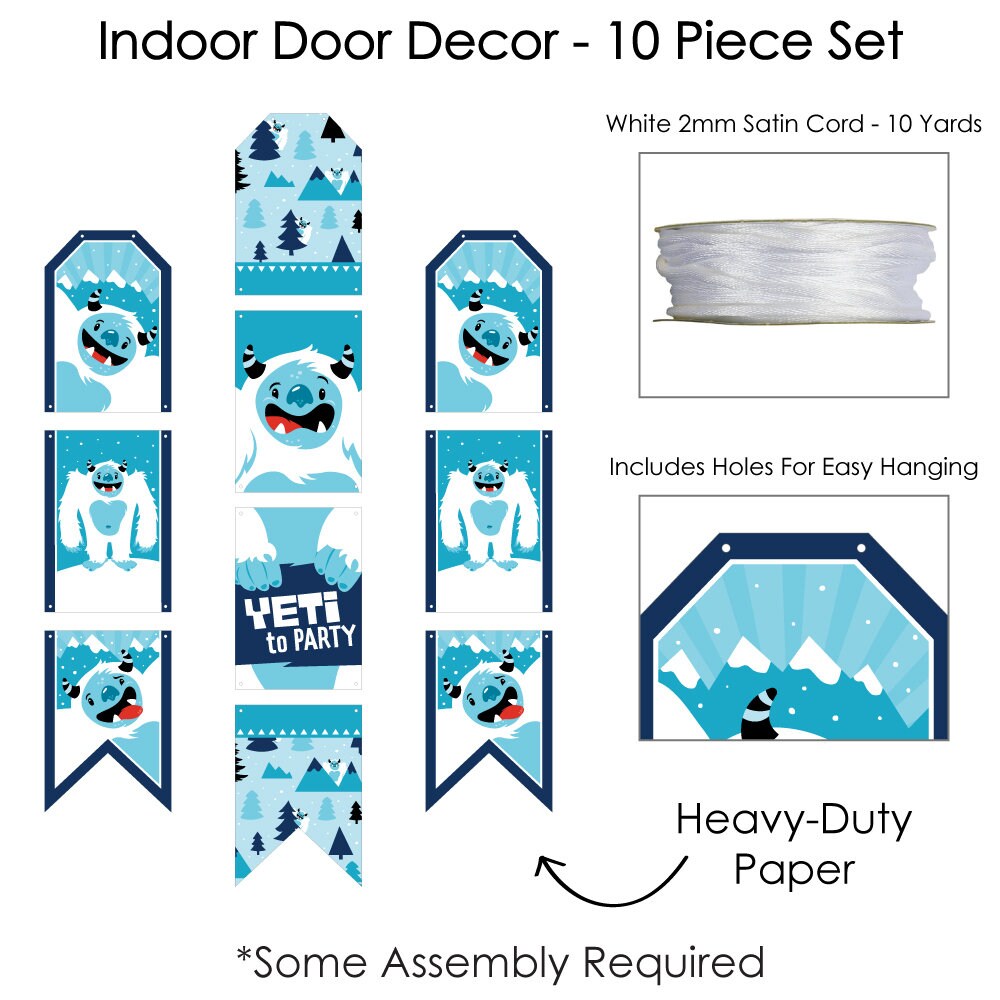 Yeti to Party Hanging Vertical Paper Door Banners | Etsy