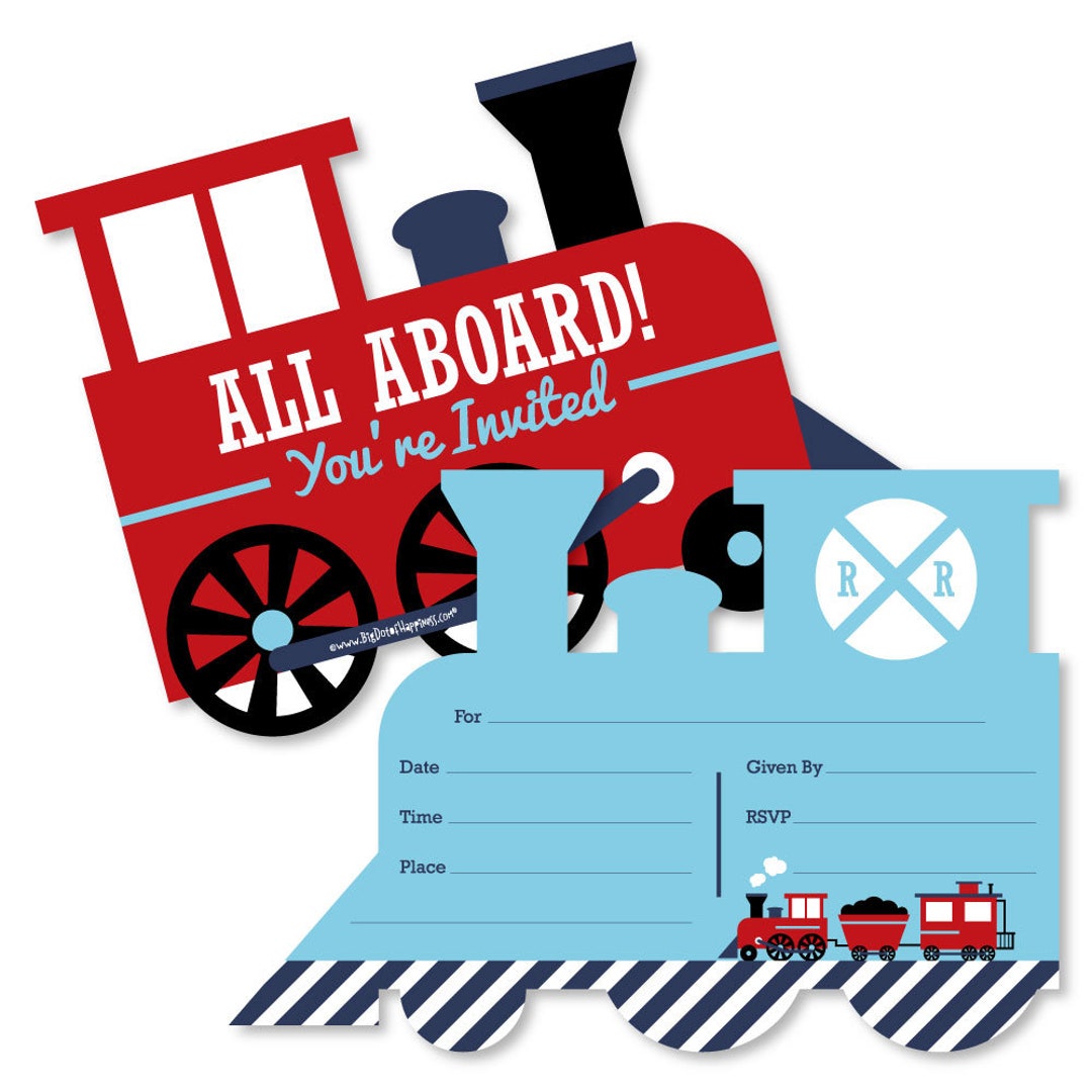Railroad Party Crossing - Shaped Fill-in Invitations - Steam Train ...