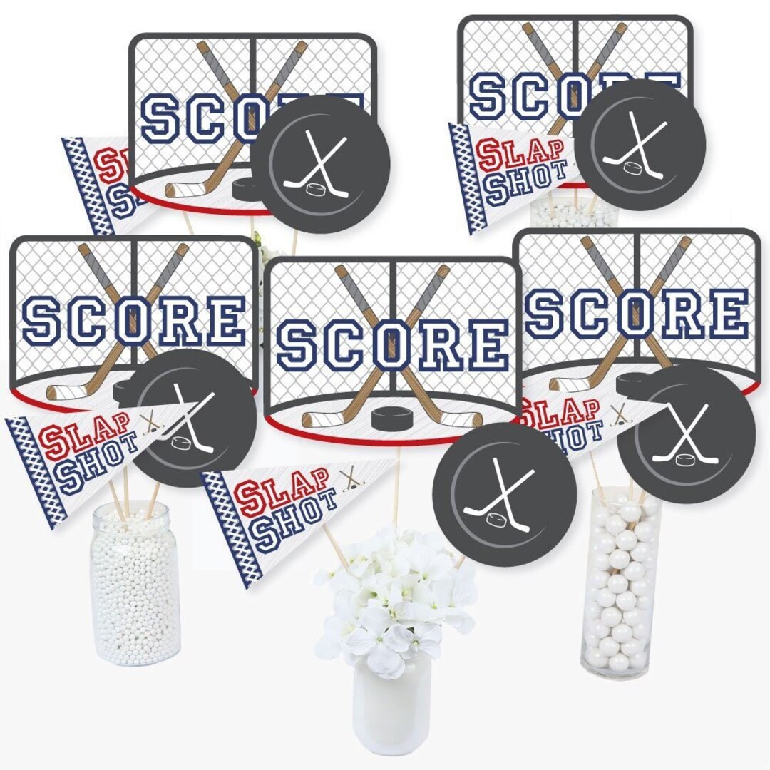 Shoots & Scores! - Hockey - Centerpiece Sticks - Hockey Baby Shower ...