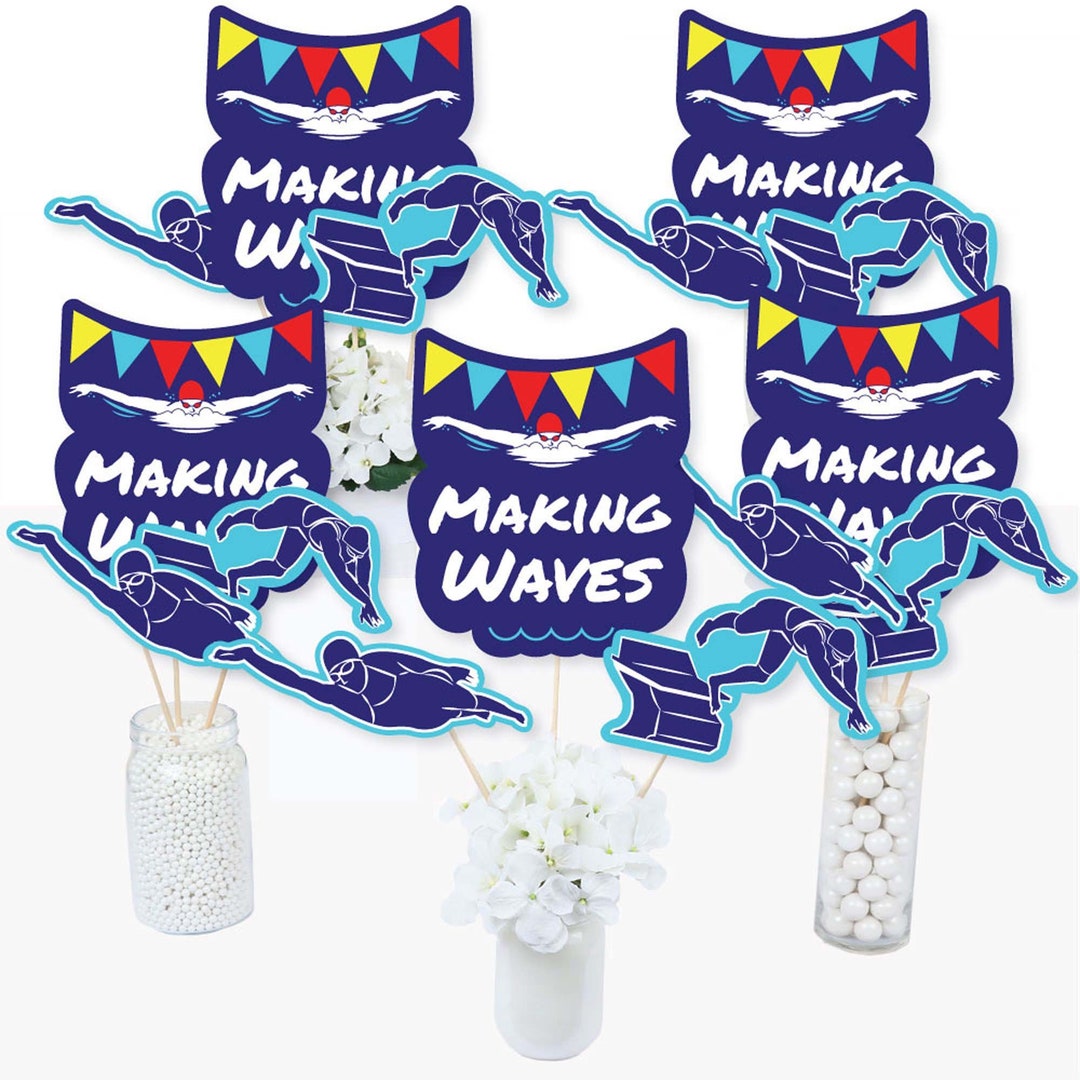 Making Waves - Swim Team - Centerpiece Sticks - Swimming Party Table ...