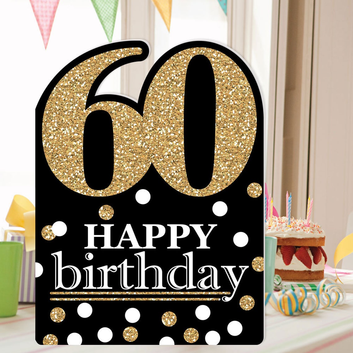 Adult 60th Birthday Gold Happy Birthday Big Greeting Card | Etsy