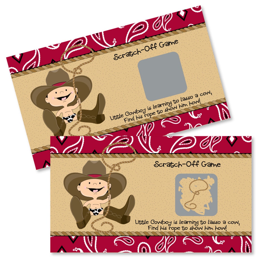 22 Scratch off Baby Shower or Birthday Party Game Cards - Little Cowboy ...