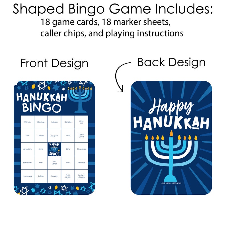 Hanukkah Menorah - Bingo Cards and Markers - Chanukah Holiday Party ...