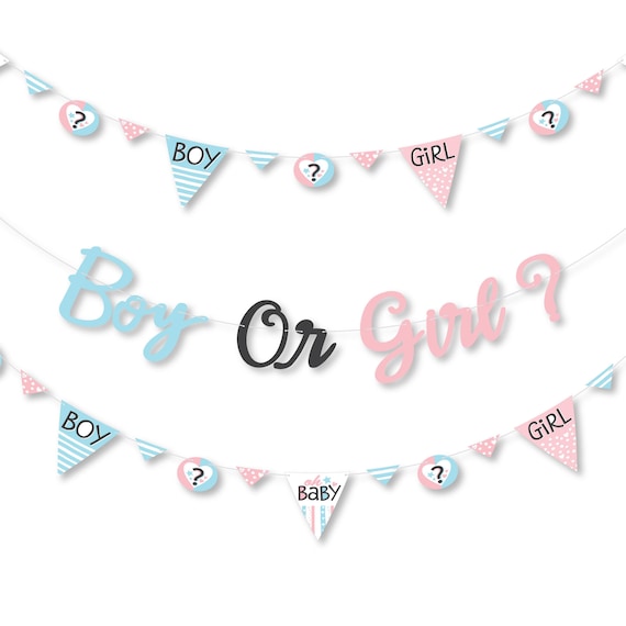 Baby Gender Reveal - Team Boy or Girl Party Letter Banner Decoration ...