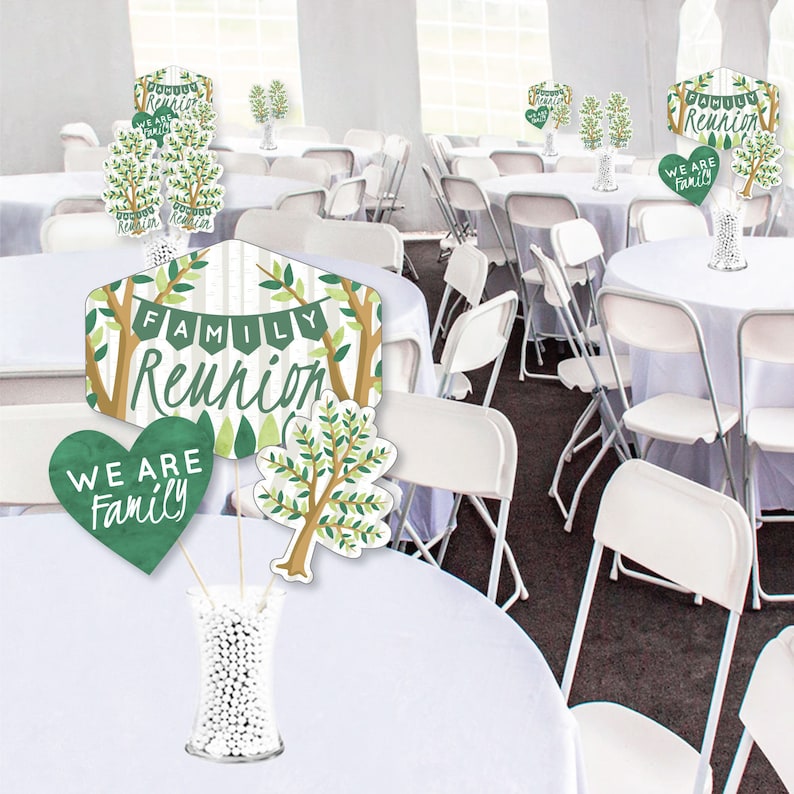 Family Tree Reunion - Family Gathering Party Centerpiece Sticks ...