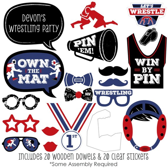 Own The Mat - Wrestling - Photo Booth Props - Photobooth Kit with ...