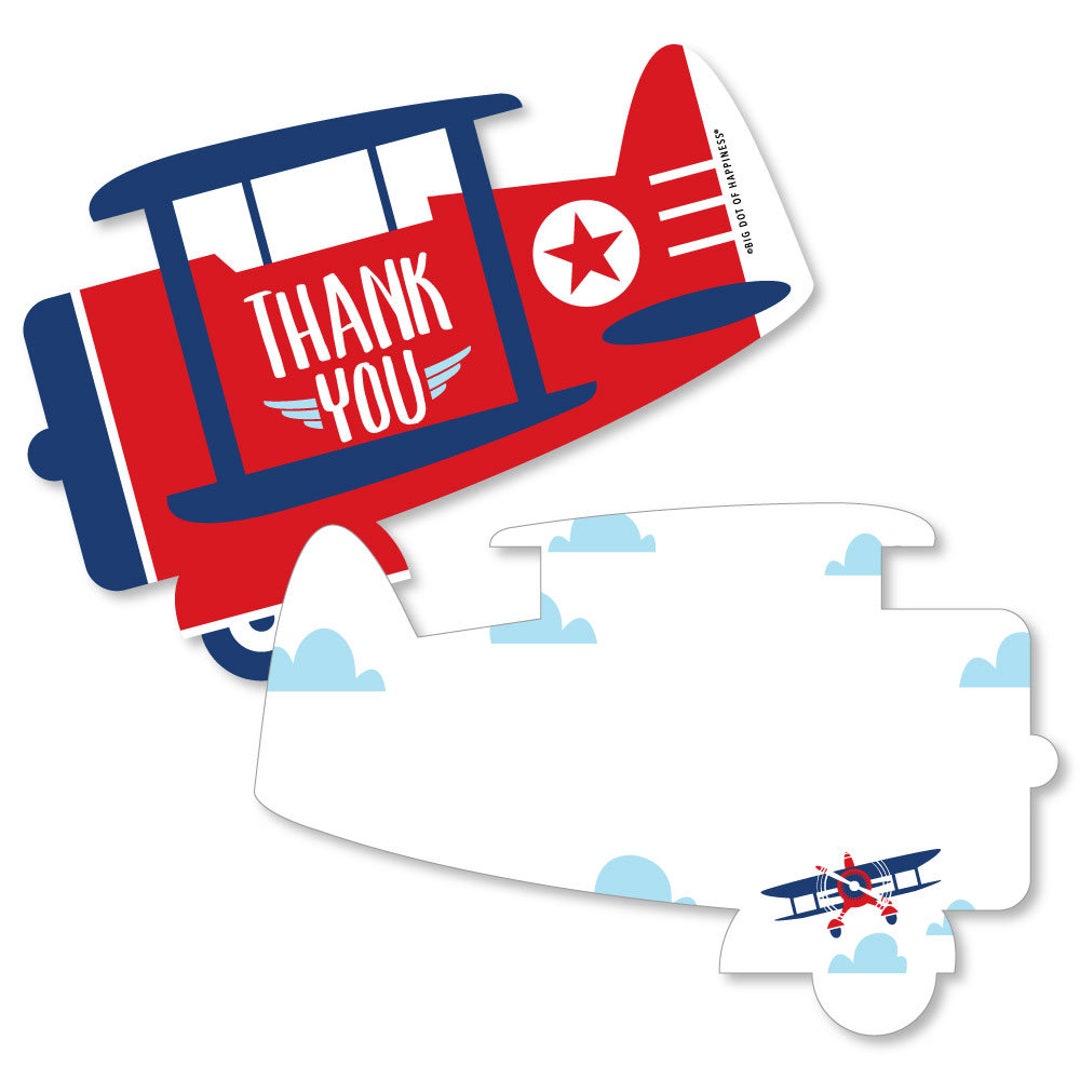 Taking Flight - Airplane - Shaped Thank You Cards - Vintage Plane Baby ...
