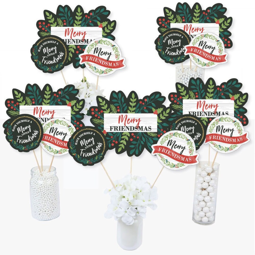 Rustic Merry Friendsmas Centerpiece Sticks Friends Christmas Party ...