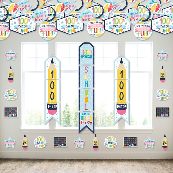 Happy 100th Day of School - Wall and Door Hanging Decor - 100 Days ...