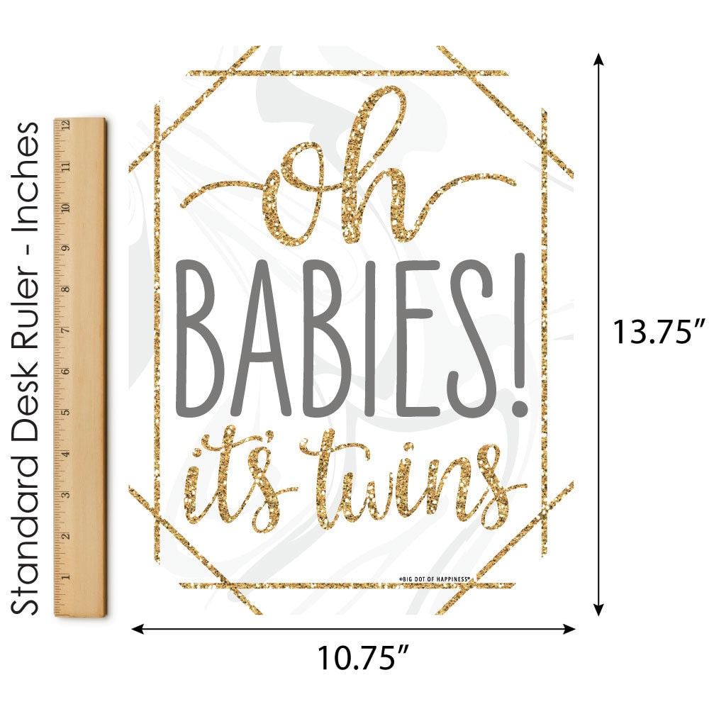 It’s Twins - Outdoor Lawn Sign - Gold Twins Baby Shower Yard Sign - 1 ...