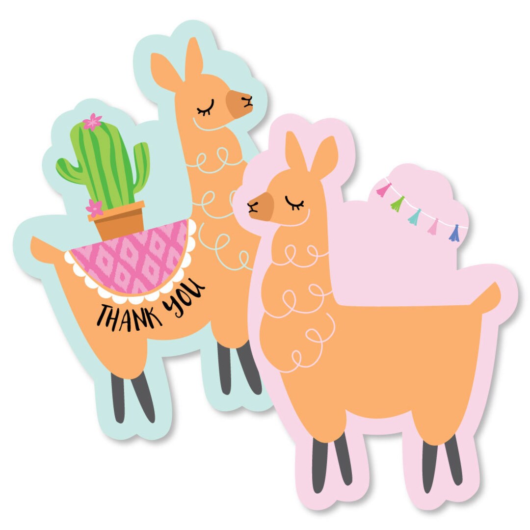 Whole Llama Fun - Shaped Thank You Cards - Llama Fiesta Baby Shower or ...