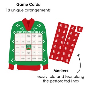 Ugly Sweater - Bar Bingo Cards and Markers - Holiday and Christmas ...