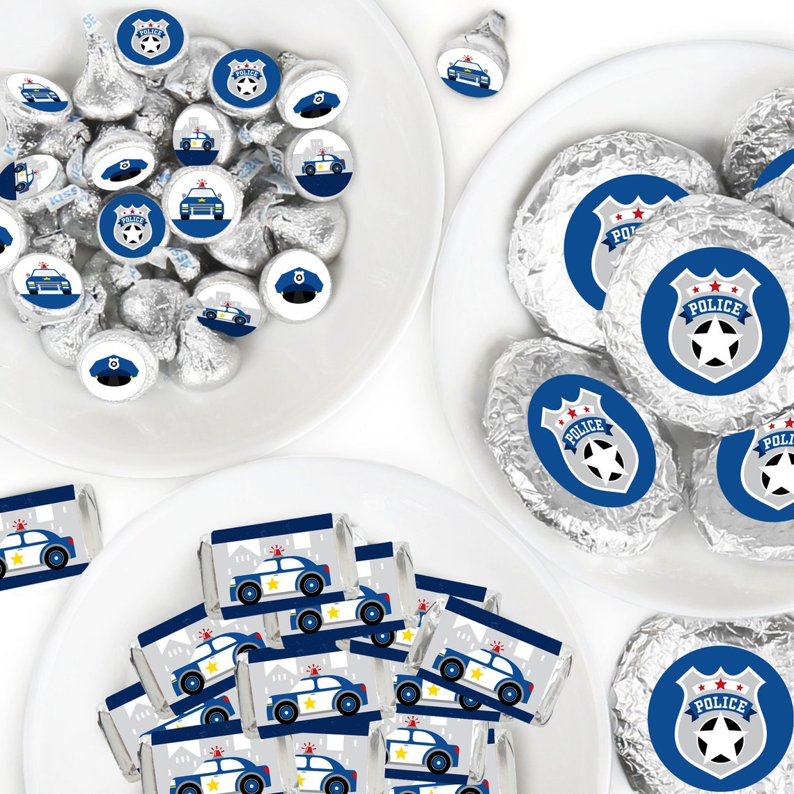 Calling All Units - Police - Mini Candy Bar Wrappers, Round Candy ...