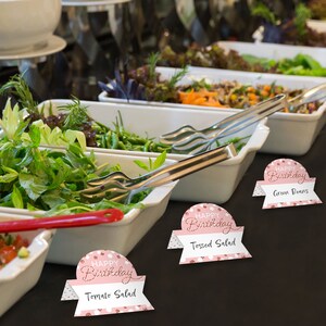 Pink Rose Gold Birthday - Happy Birthday Party Tent Buffet Card - Table ...