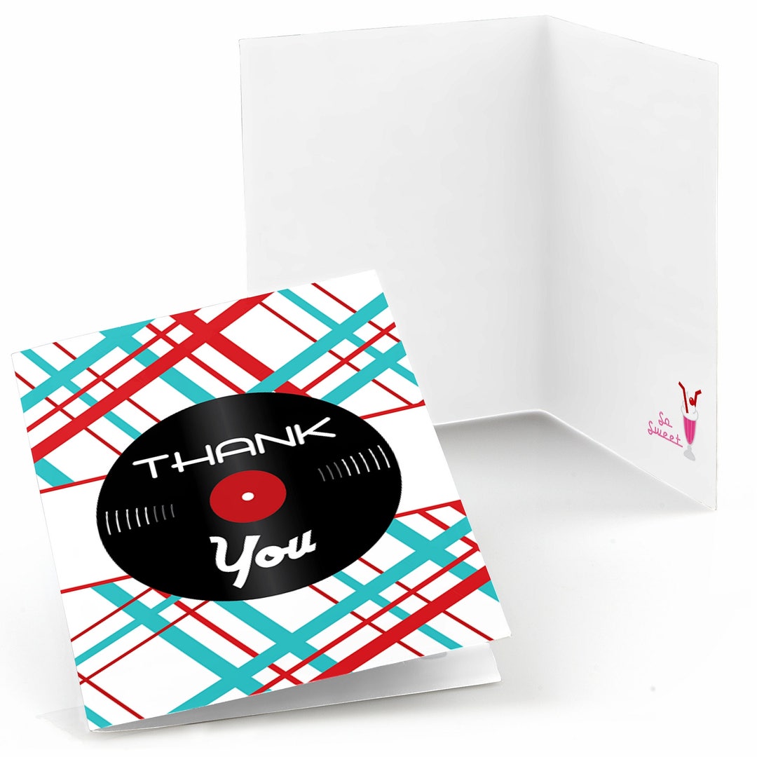 50's Sock Hop Thank You Cards - 1950s Rock N Roll Party Supplies ...