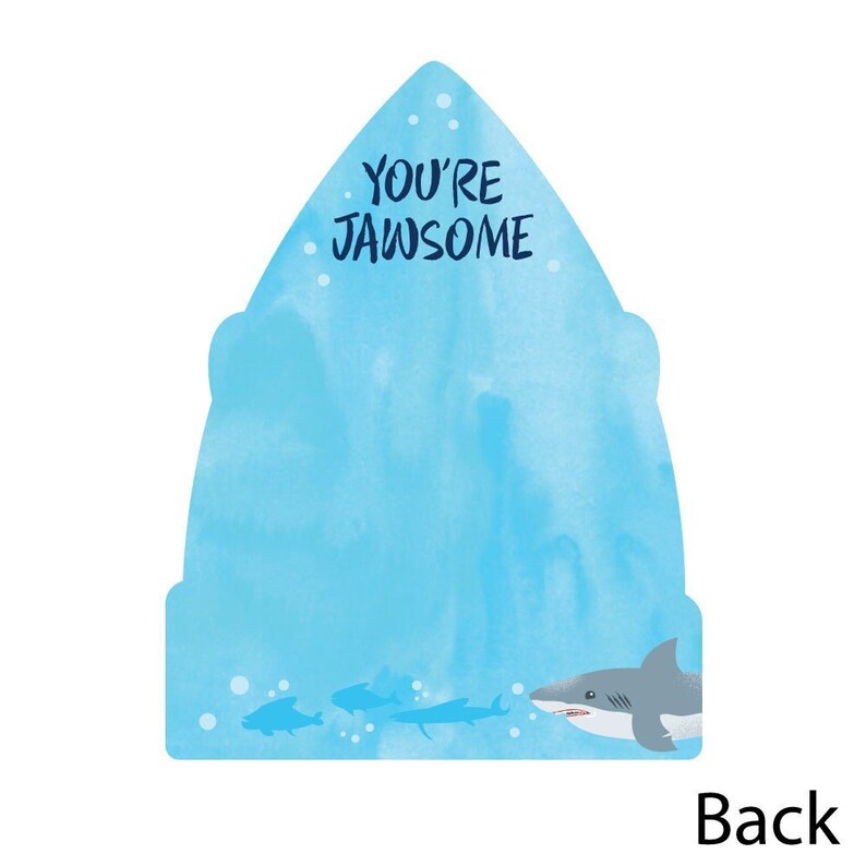 Shark Zone - Shaped Thank You Cards - Jawsome Shark Party or Birthday ...