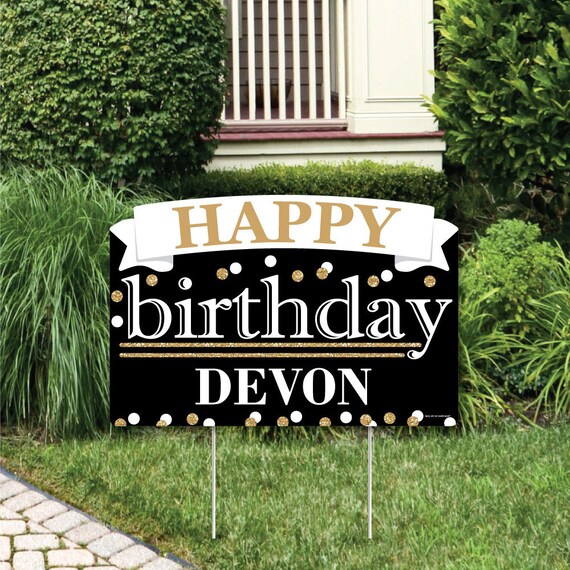 Adult Happy Birthday - Gold - Birthday Party Yard Sign Lawn Decorations ...
