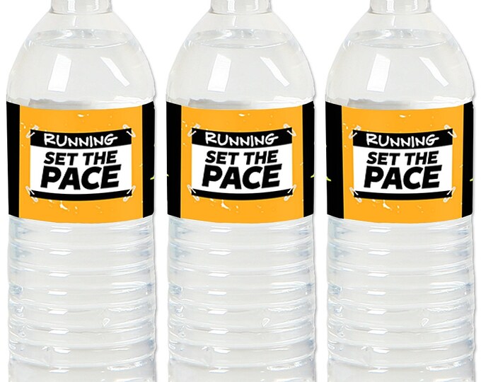 Set the Pace - Running - Water Bottle Labels - Track Party Waterproof ...