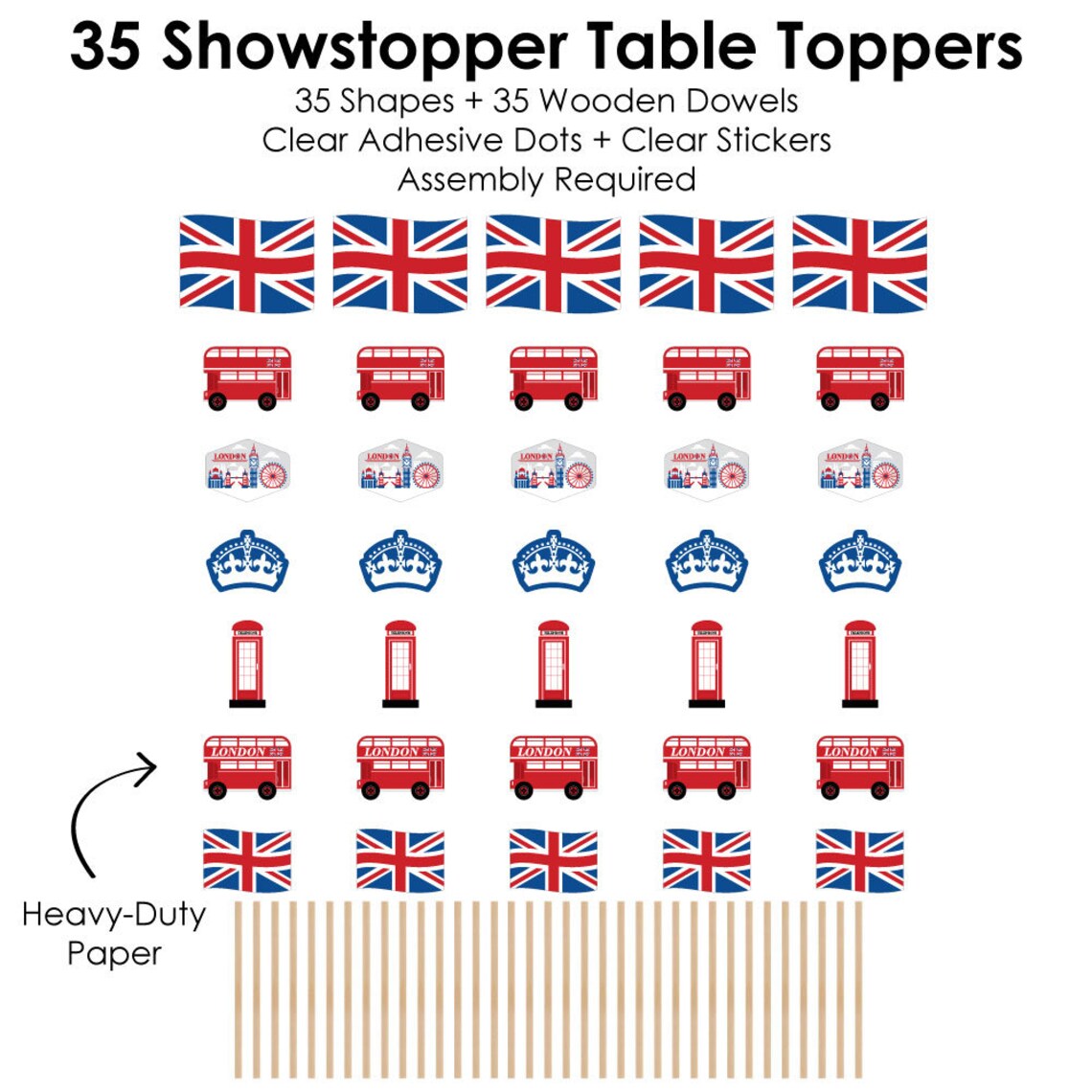 Cheerio London British UK Party Centerpiece Sticks | Etsy