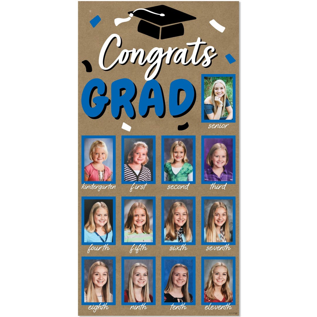 Blue Grad Kraft Photo Banner, Brown Paper K-12 Timeline Display for 4x6 ...