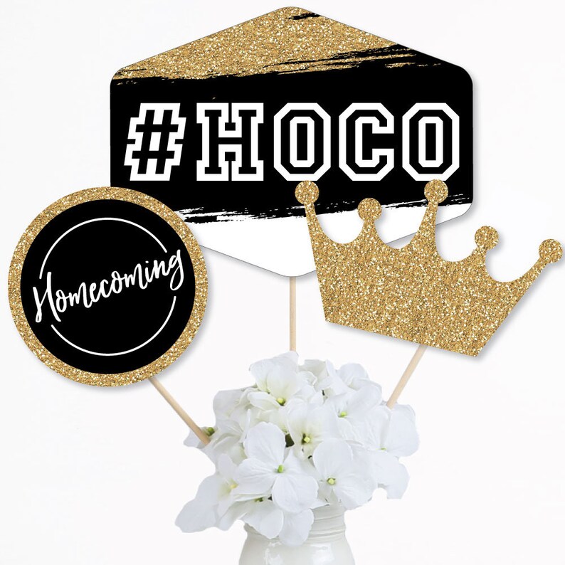 HOCO Dance - Centerpiece Sticks - Black and Gold Homecoming Party Table ...
