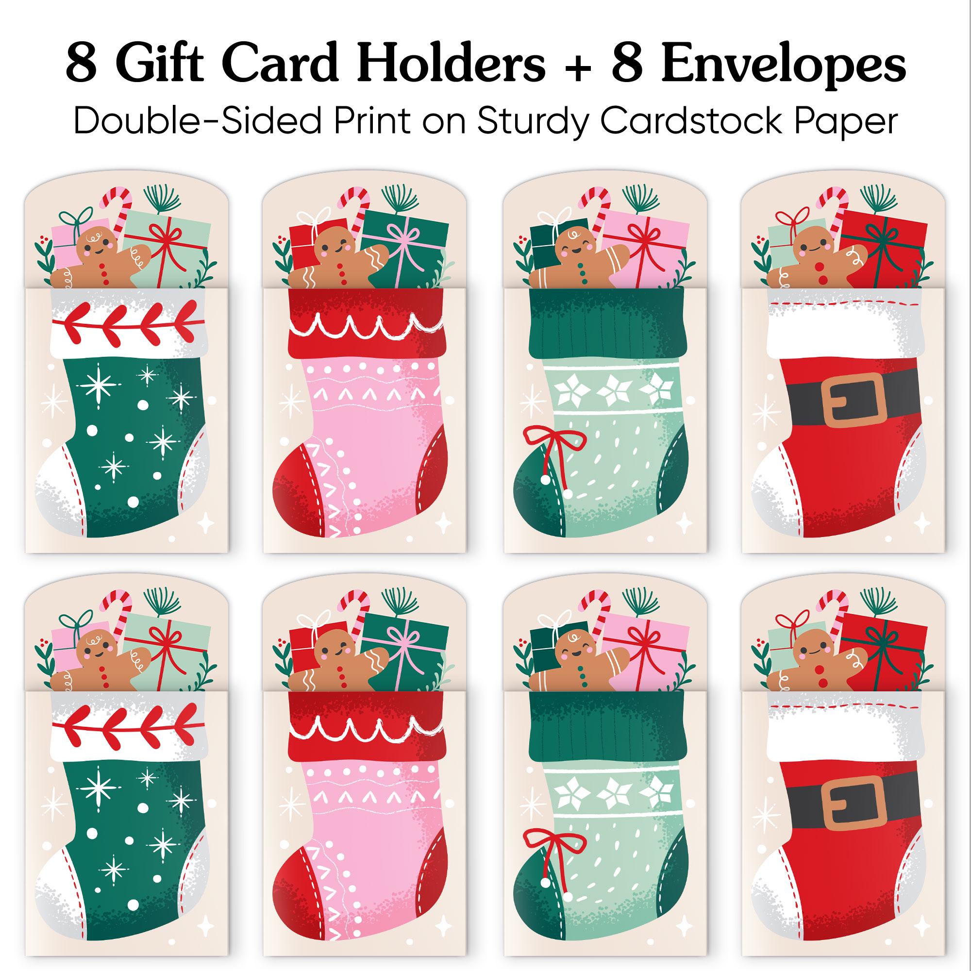 Christmas Stockings Gift Card Holders With Envelopes, Winter Holiday ...