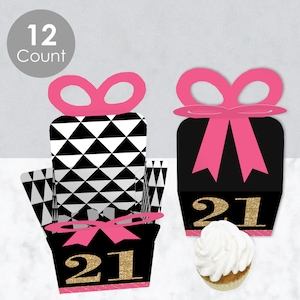 Finally 21 Girl - Square Favor Gift Boxes - 21st Birthday Party Bow ...