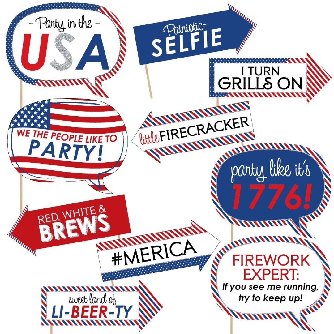 Funny 4th of July - Photo Booth Props - Independence Day Party Photo ...