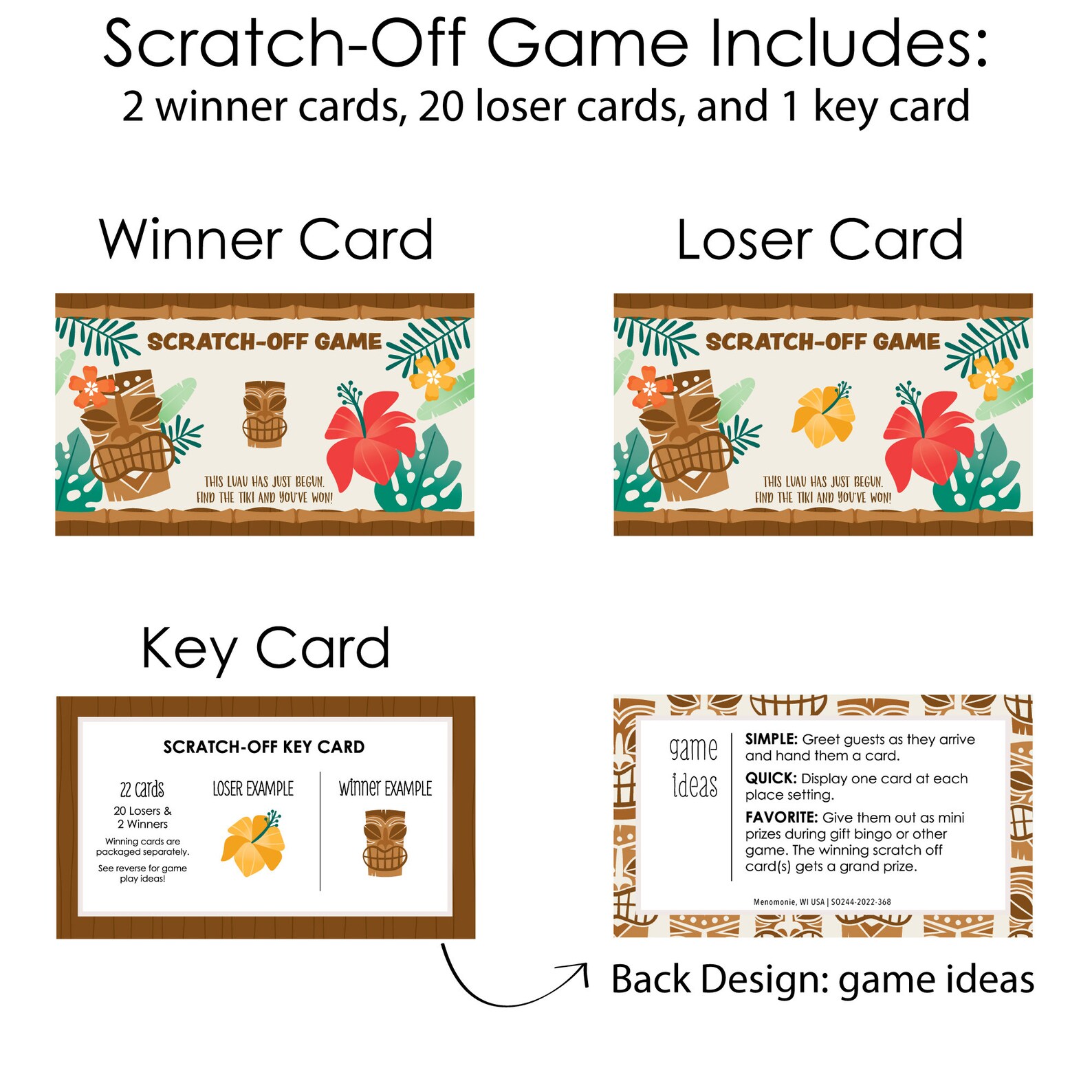 Tropical Luau Hawaiian Beach Party Game Scratch off Cards - Etsy