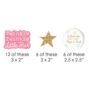Pink Twinkle Twinkle Little Star DIY Shaped Party Paper Cut-outs 24 Ct ...