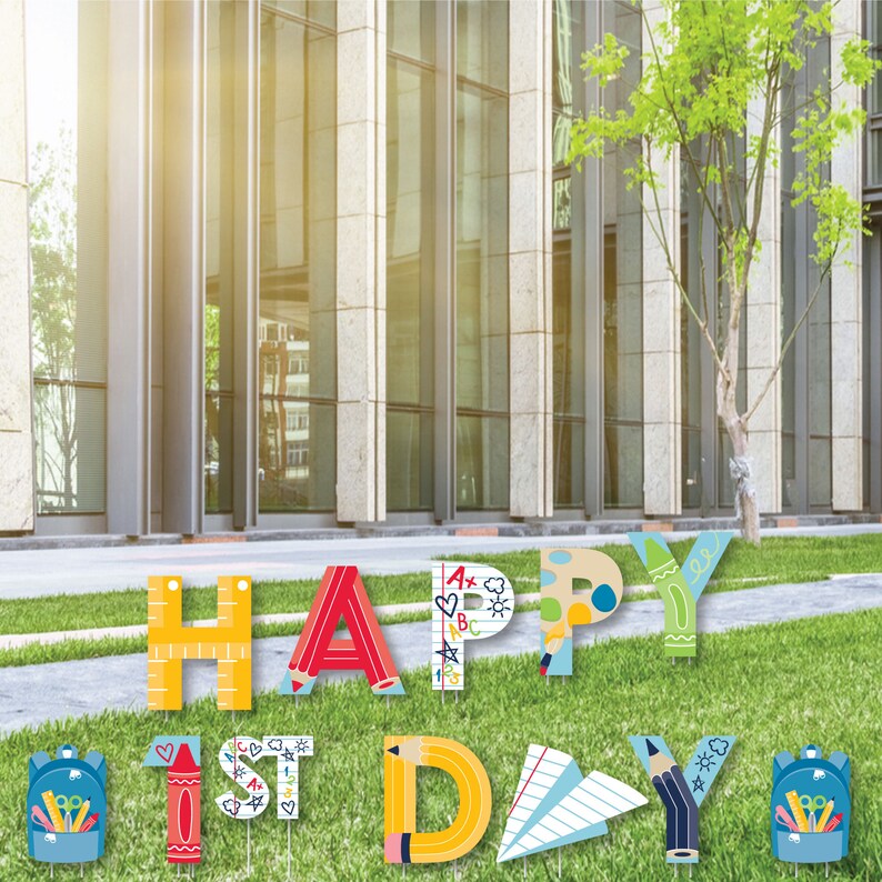 First Day of School - Yard Sign Outdoor Lawn Decorations - Back to ...