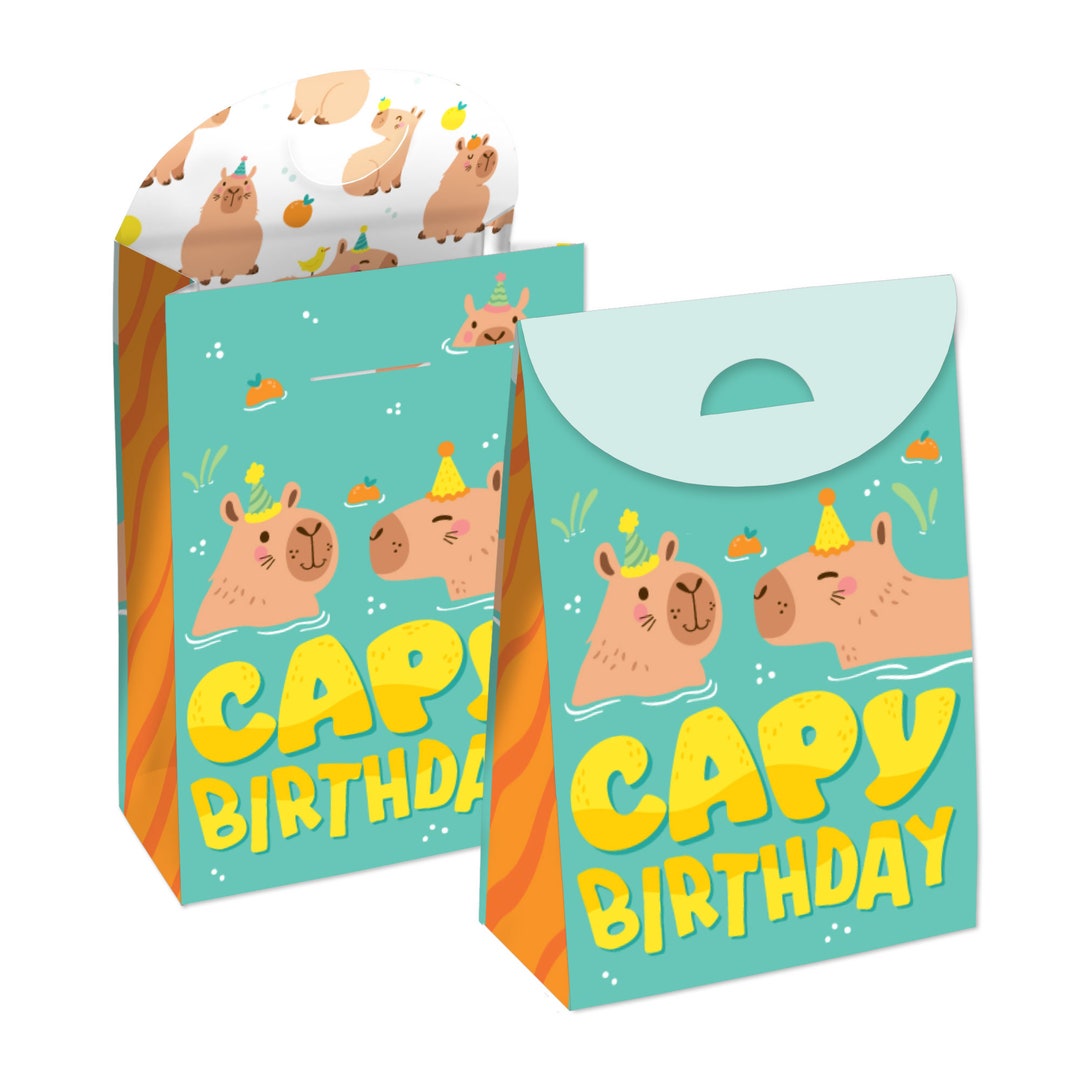 Capy Birthday - Capybara Gift Favor Bags - Party Goodie Boxes - Set of ...