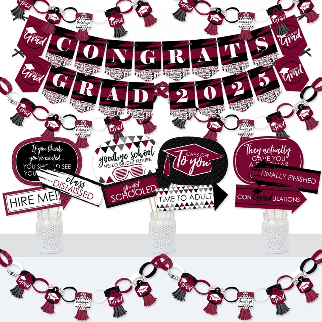 Maroon Grad - Best is yet to Come - Banner and Photo Booth Decorations ...