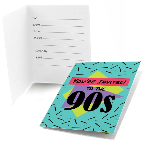 90's Throwback - Fill In Invitations -1990s Party Invite - Nineties ...