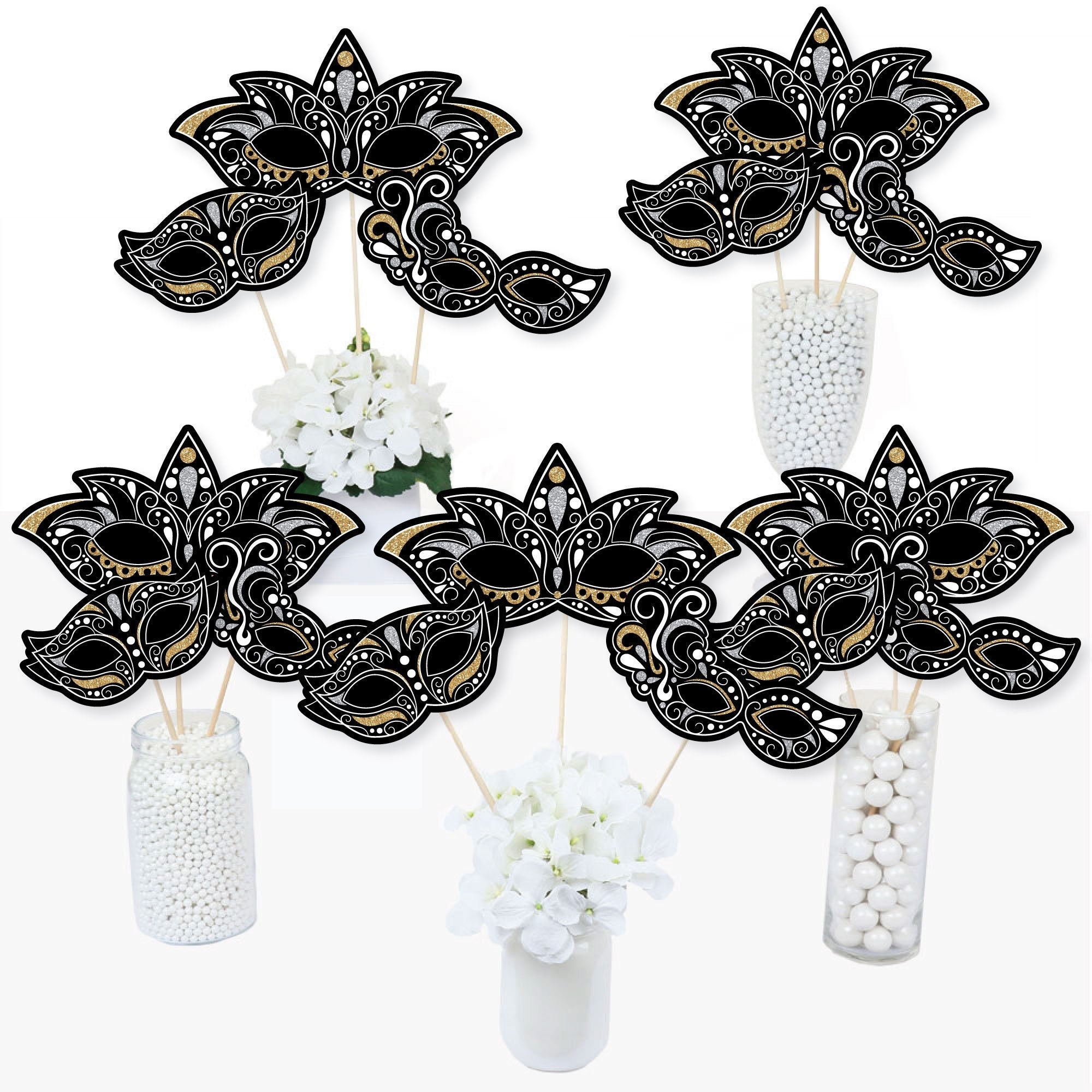 Masquerade - Venetian Mask Party Centerpiece Sticks - Table Toppers ...