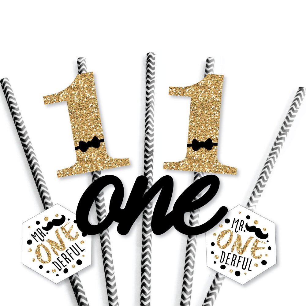 1st Birthday Little Mr. Onederful Paper Straw Decor Boy | Etsy