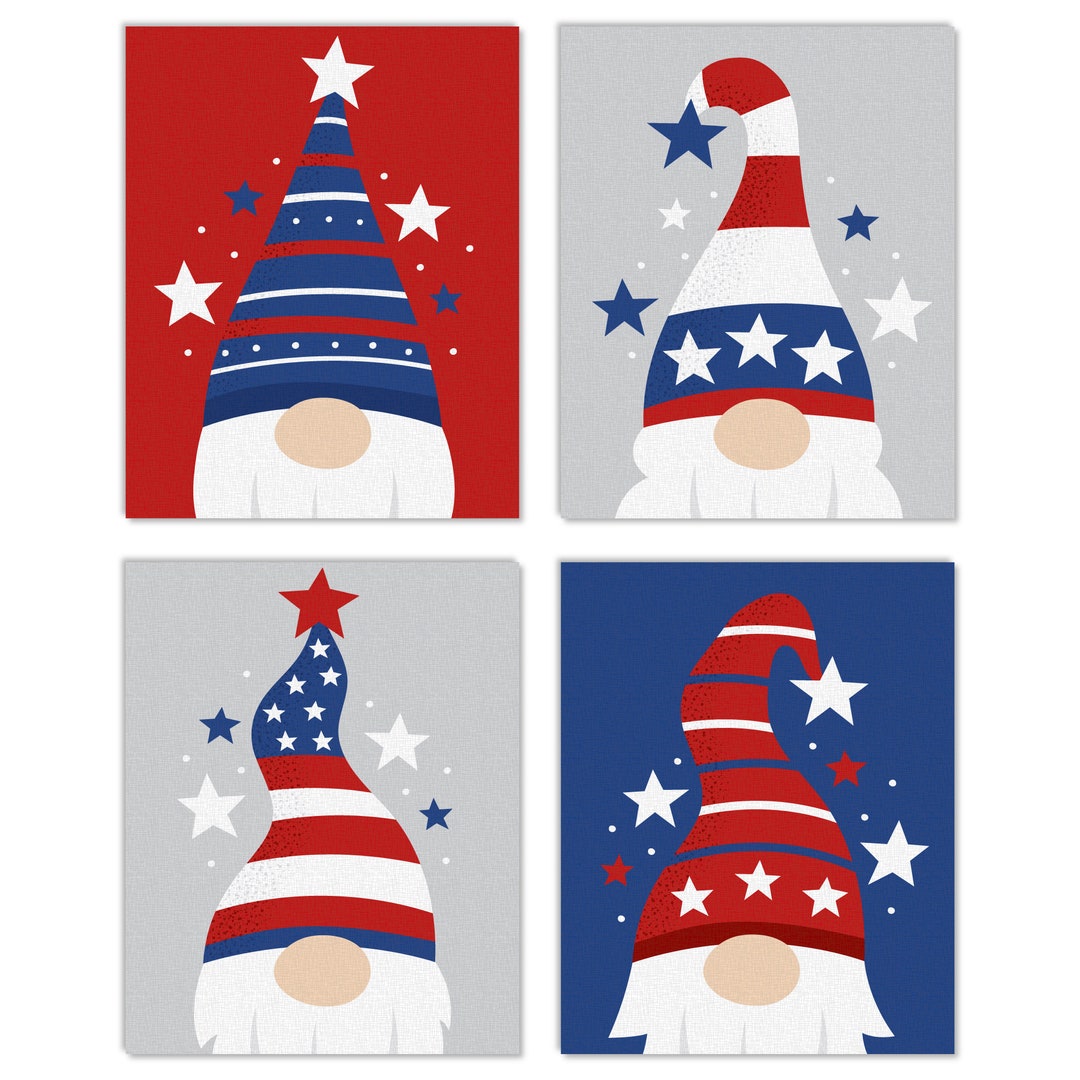 Patriotic Gnomes - Unframed Memorial Day, 4th of July and Labor Day ...