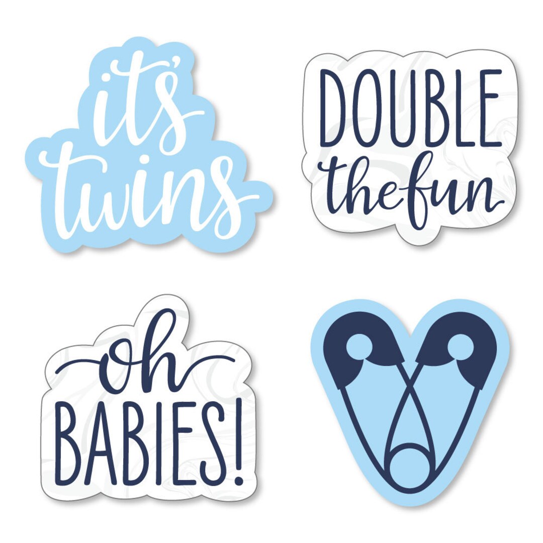 It's Twin Boys - DIY Shaped Paper Cut Outs - Small Blue Twins Baby ...