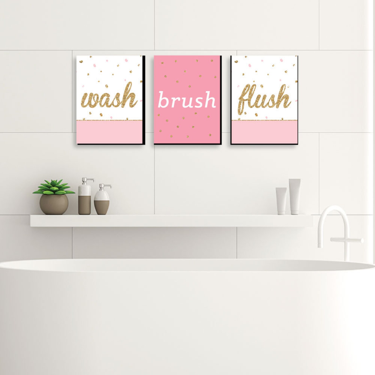 Girl Pink and Gold Kids Bathroom Rules Wall Art Décor - Etsy