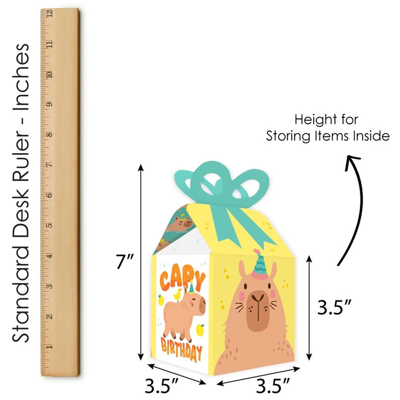 Capy Birthday - Square Favor Gift Boxes - Capybara Party Bow Boxes ...