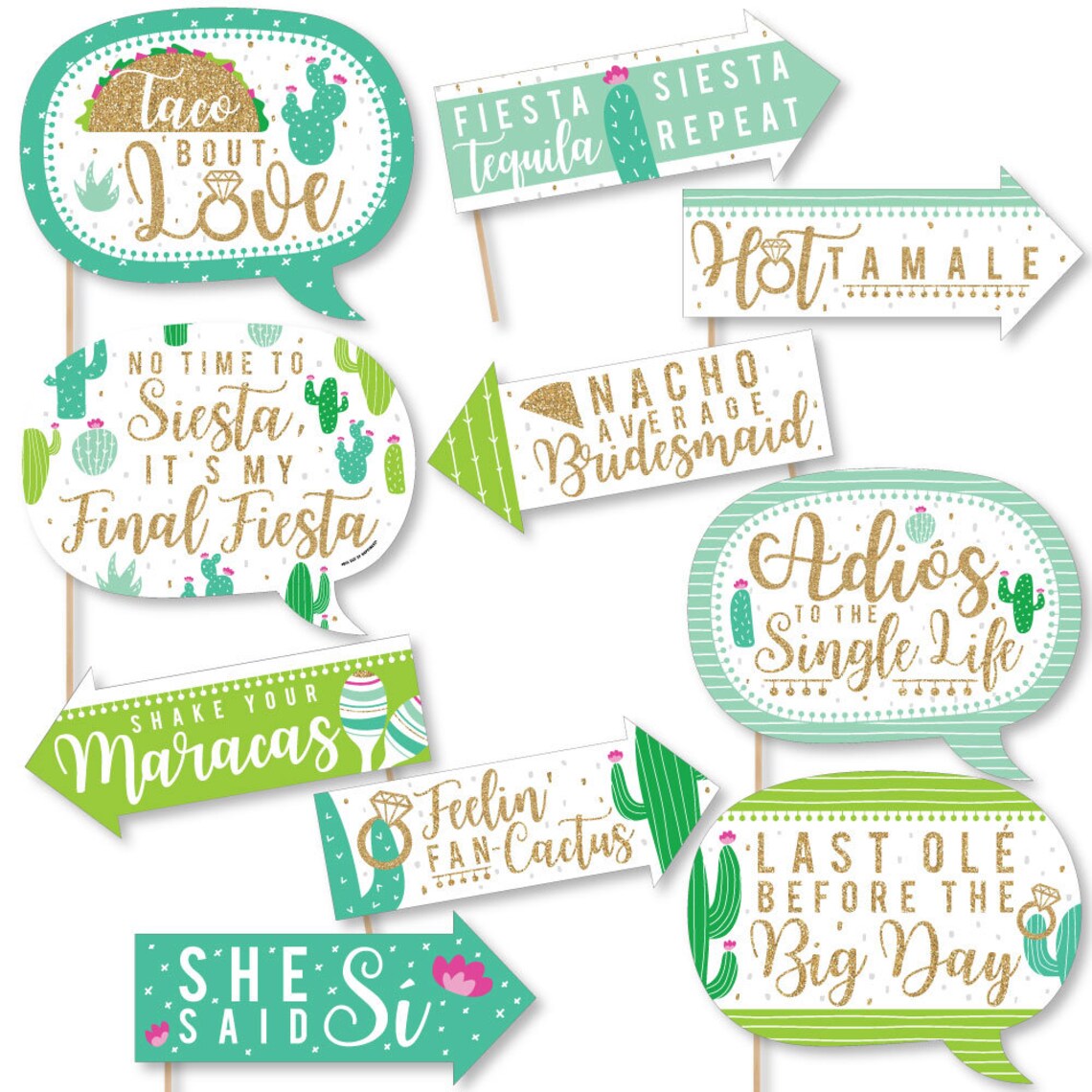 Funny Final Fiesta - Last Fiesta Bachelorette Party Photo Booth Props ...