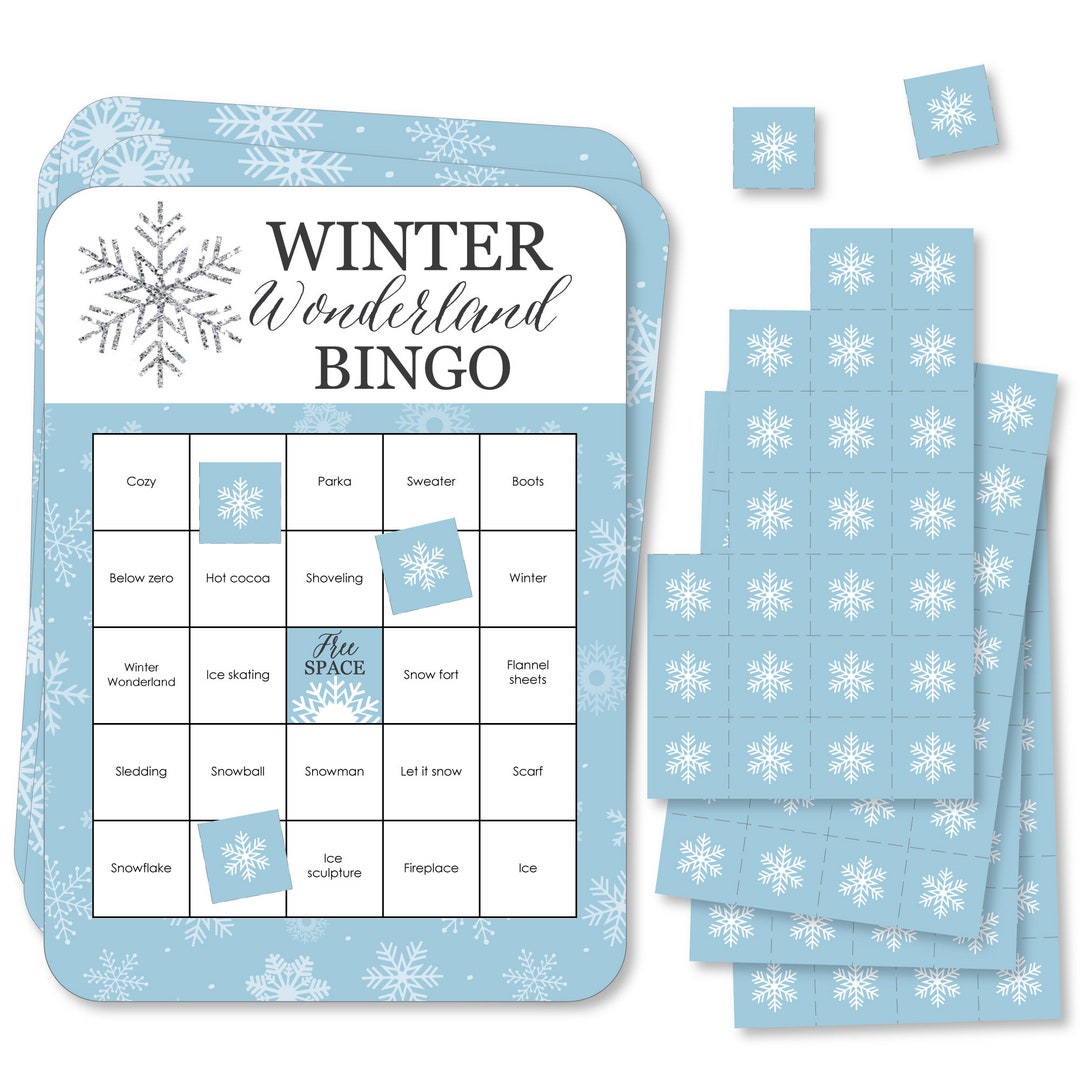 Winter Wonderland - Bingo Cards and Markers - Snowflake Holiday Party ...