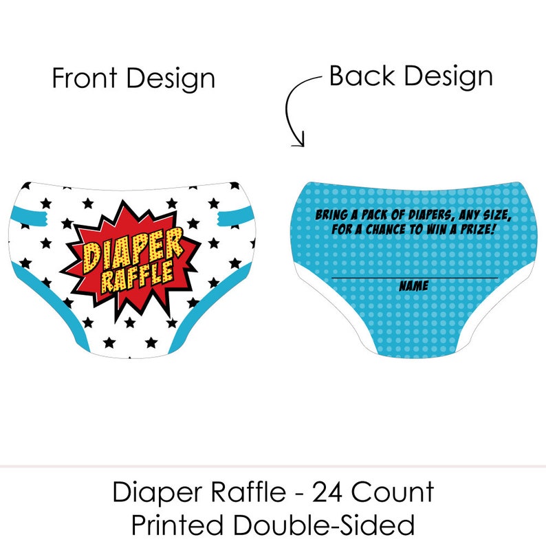 BAM Superhero Diaper Shaped Raffle Ticket Inserts Baby - Etsy