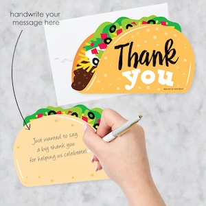Taco ‘bout Fun - Shaped Thank You Cards - Mexican Fiesta Thank You Note ...
