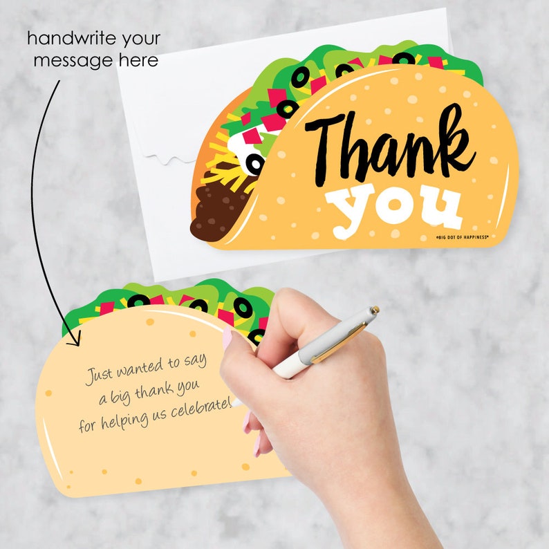 Taco bout Fun Shaped Thank You Cards Mexican Fiesta Thank - Etsy